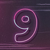 Pink neon glow number 9 | Premium Vector - rawpixel