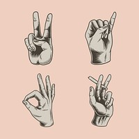 Cool hand sign sticker set | Premium Vector - rawpixel