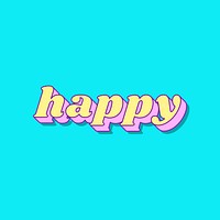 Happy word retro typography vector | Premium Vector - rawpixel