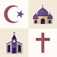 Mixed religious symbols sticker set | Premium Vector - rawpixel