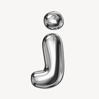 j alphabet, 3D chrome metallic | Premium PSD - rawpixel