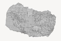 Ripped paper world map monochrome | Free Photo - rawpixel