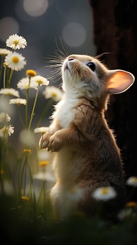 Rabit standing smelling flowers animal | Premium Photo - rawpixel