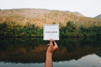 Woman holding word explore nature | Premium Photo - rawpixel