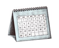 Hand-drawn blue desk calendar illustration | Premium Photo Illustration ...