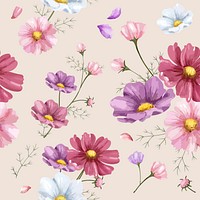 Hand drawn cosmos flower pattern | Premium PSD - rawpixel