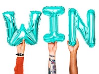 Hands showing win balloons word | Premium Photo - rawpixel