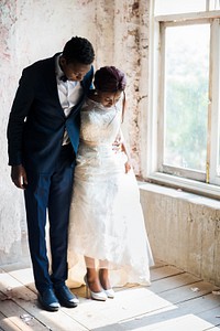 Bride and Groom Standing on Wooden | Premium Photo - rawpixel