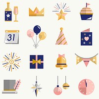 New year icons set vector | Premium Vector - rawpixel