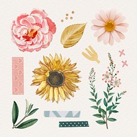 Rose and sunflower stickers pack | Premium PSD - rawpixel