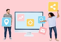 People with digital technology icons | Premium Photo - rawpixel