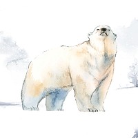 Hand-drawn polar bear in the snow | Free Vector Illustration - rawpixel