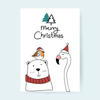 Hand drawn animal wishing Merry | Premium Vector - rawpixel