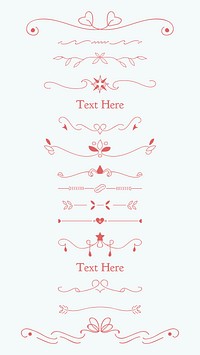 Red feminine ornamental dividers vector | Premium Vector - rawpixel