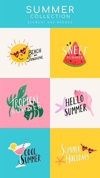 Summer badge design vector set | Premium Vector - rawpixel