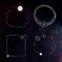 Minimal line art galaxy frame | Premium PSD - rawpixel