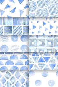Indigo blue watercolor geometric seamless | Premium Vector - rawpixel