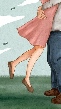 Couple jump hugging psd romantic | Premium PSD - rawpixel