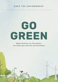 Go green poster watercolor illustration | Free Photo - rawpixel