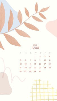 Botanical abstract June monthly calendar | Free PSD - rawpixel