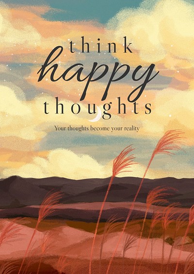 Think happy thoughts poster template, | Premium Editable Template ...