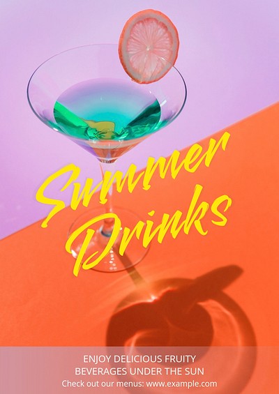 Summer drinks poster template, editable | Premium Editable Template ...
