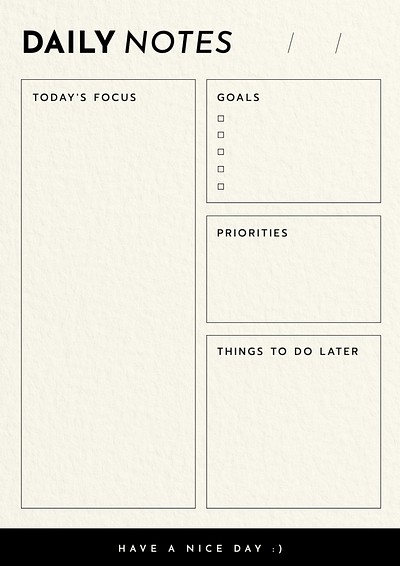 Daily notes template | Premium Editable Template - rawpixel