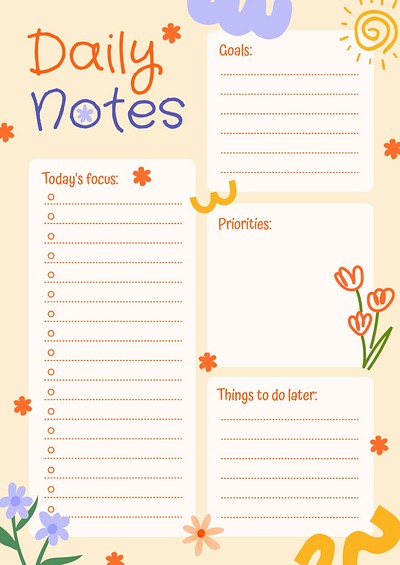 Daily notes template | Premium Editable Template - rawpixel
