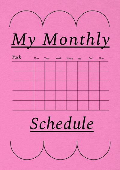 Monthly schedule planner template, editable | Free Editable Template ...