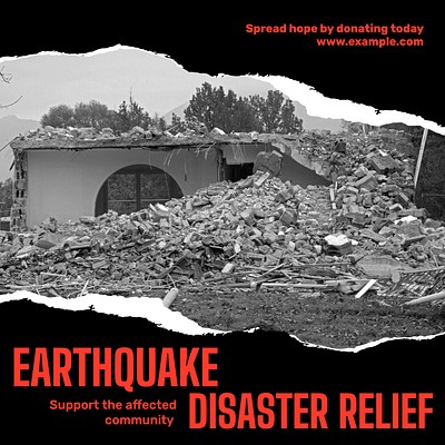 Earthquake disaster relief Instagram post | Free Editable Template ...