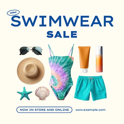 Swimwear sale Instagram post template | Premium Editable Template ...
