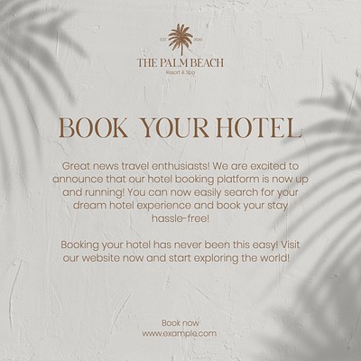 Book your hotel Instagram post | Premium Editable Template - rawpixel