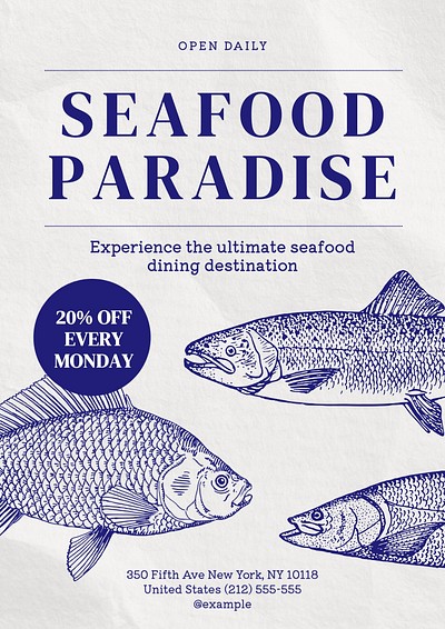 Seafood restaurant fish poster template | Premium Editable Template ...