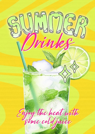 Summer drinks poster template | Premium Editable Template - rawpixel