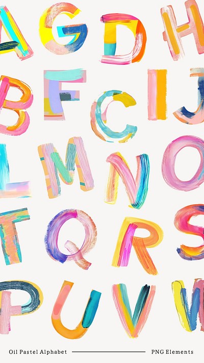 Oil pastel alphabets Pinterest banner | Premium Editable Design - rawpixel