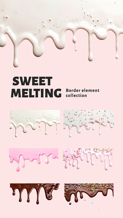 Melting sweet border set, editable | Premium Editable Design - rawpixel