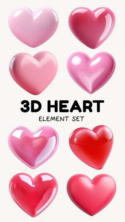 Editable 3d heart design element | Premium Editable Design - rawpixel