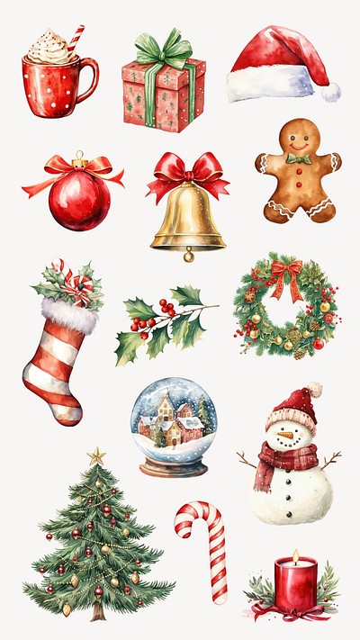 Editable watercolor Christmas decoration design | Premium Editable ...