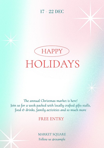 Happy holidays poster template, editable | Free Editable Template ...