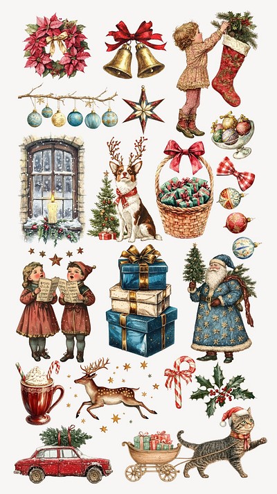Editable vintage Christmas design element | Premium Editable Design ...