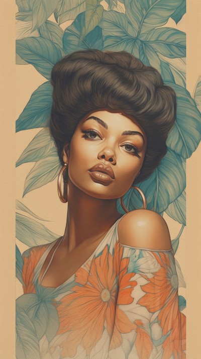 Wallpaper african woman drawing sketch | Premium Photo Illustration ...