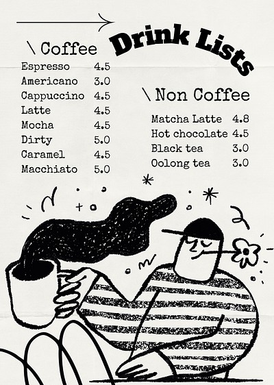 Drink price list menu vector | Premium Vector Template - rawpixel