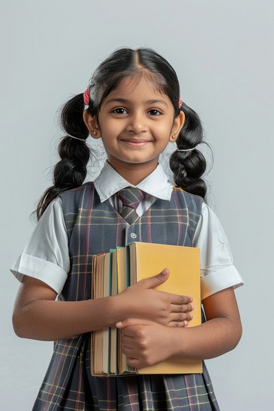 Smiling schoolgirl holding books | Premium PNG - rawpixel
