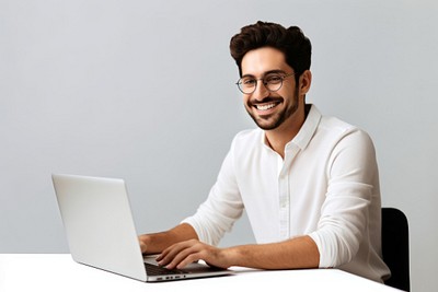 PNG Smiling man using laptop | Premium PNG - rawpixel
