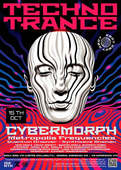 Techno Trance poster vector template | Premium Vector Template - rawpixel