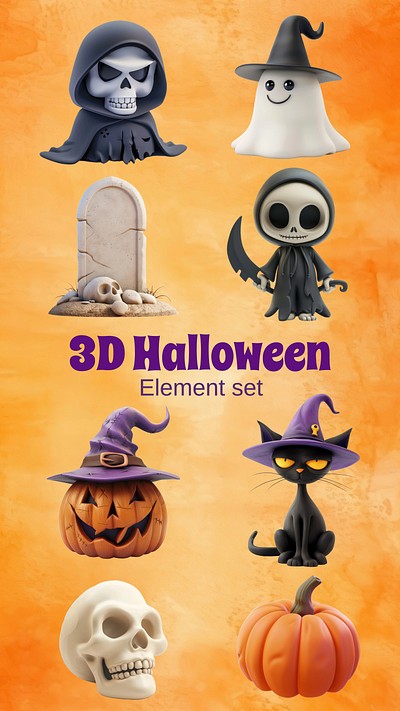 3d halloween element set | Free Photo - rawpixel