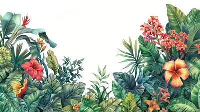 Tropical botanical foliage vibrant flowers | Premium Photo Illustration ...