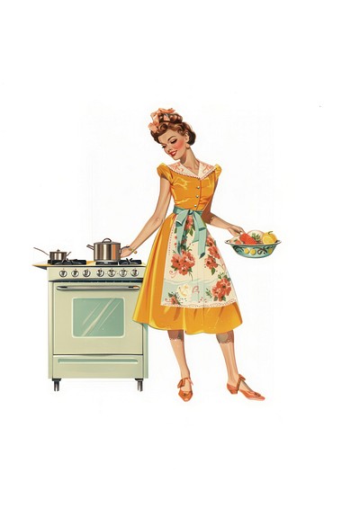 PNG Vintage housewife cooking illustration | Free PNG - rawpixel