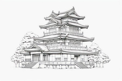 Japanese building drawing architecture sketch. | Free Photo ...