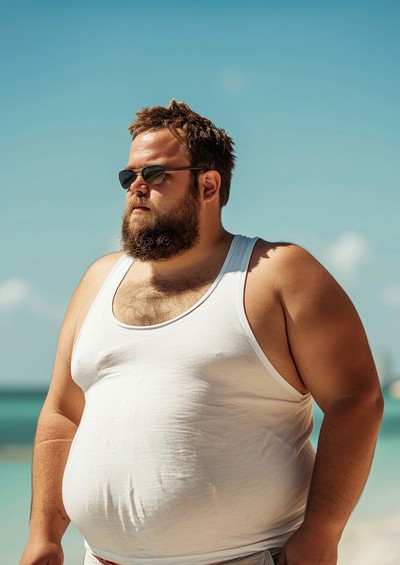 Fat man wearing white tank | Premium Photo - rawpixel